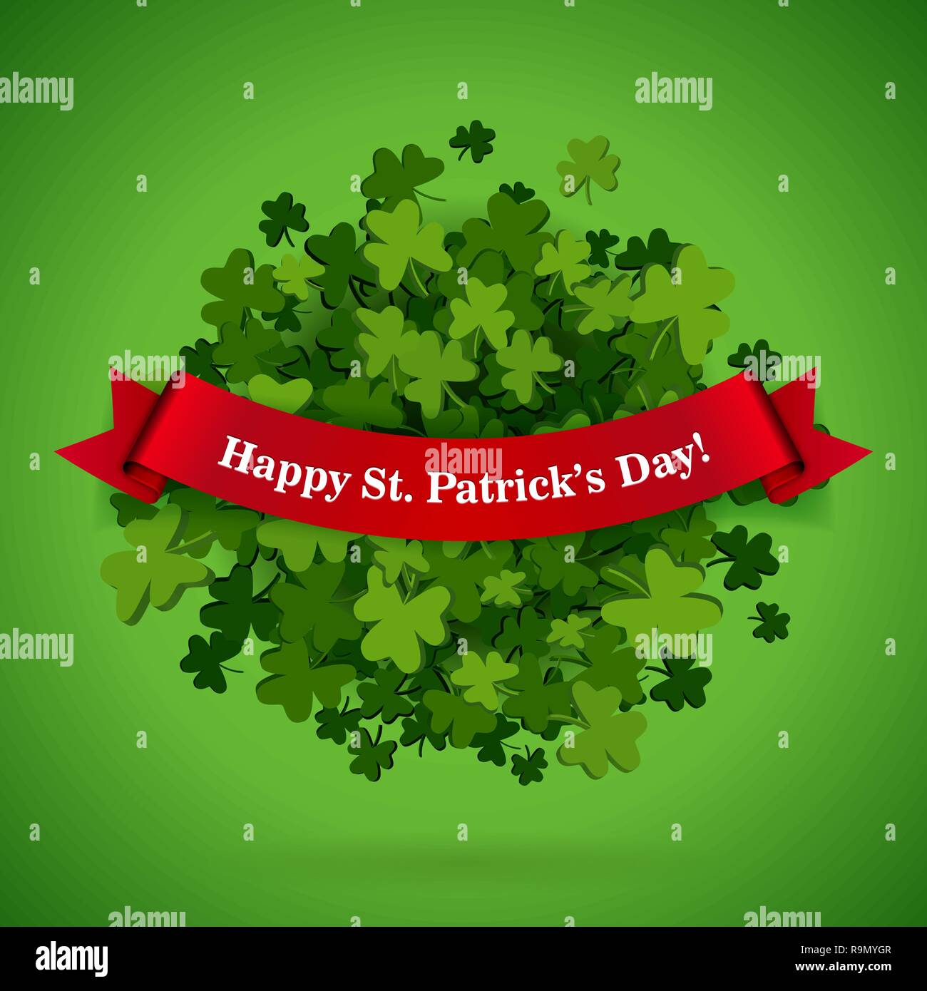 Abstract St Patricks Day Background With Falling Clover Leaves