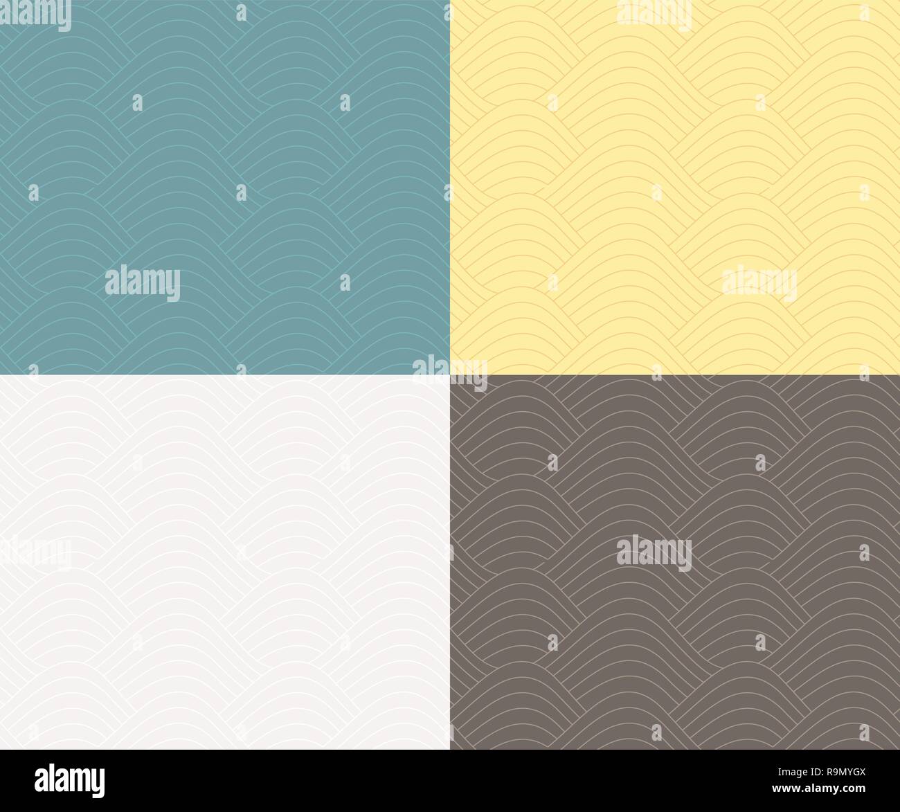 Seamless abstract wave pattern set, vector illustration Stock Vector ...