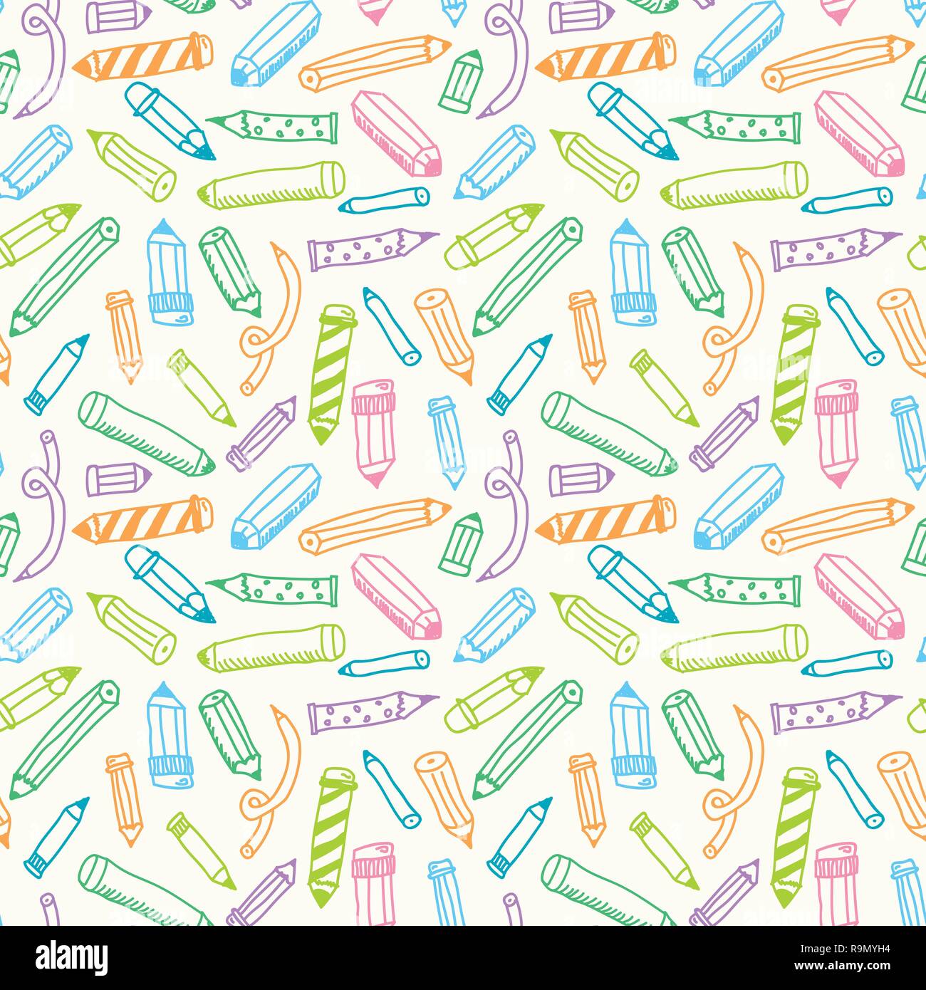 Back to school vector illustration with hand drawn school supplies ...
