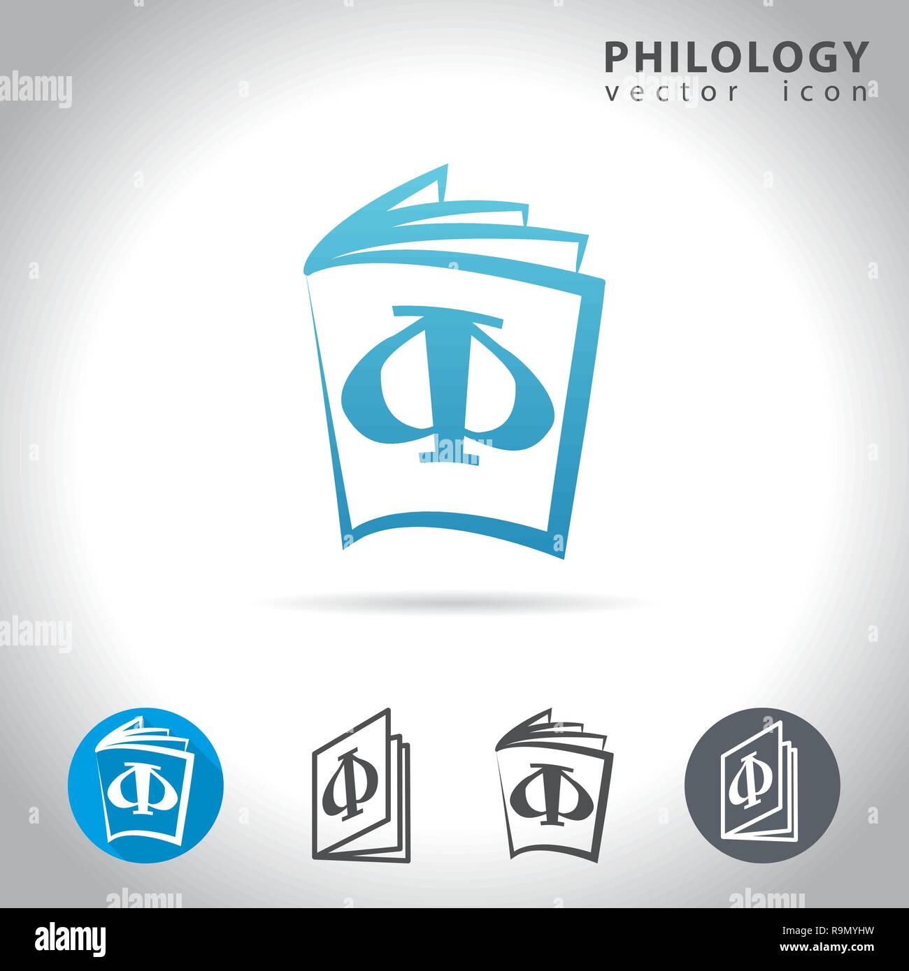 Philology icon set, collection of book icons, vector illustration Stock ...