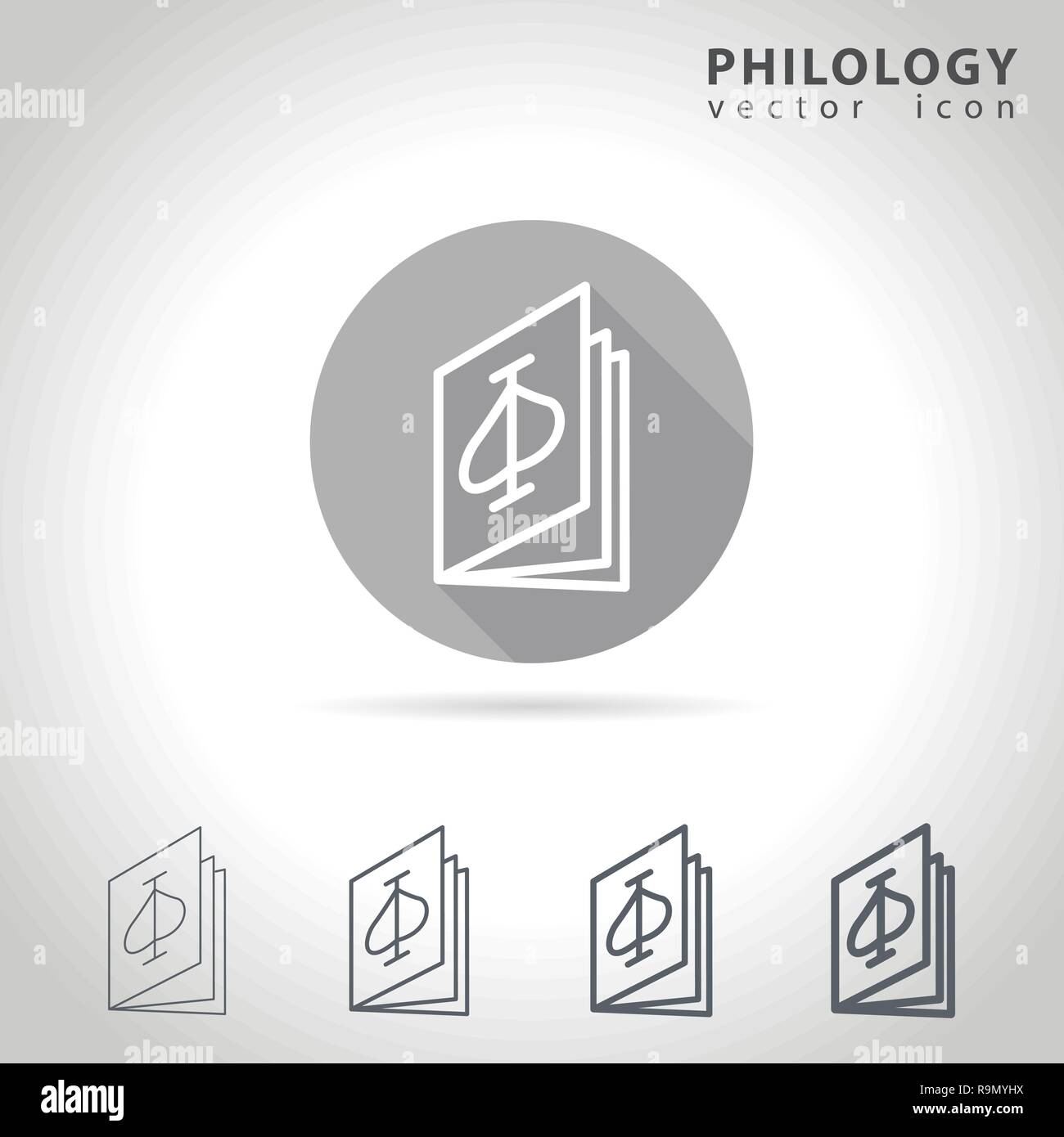 Philology outline icon set, collection of book icons, vector ...