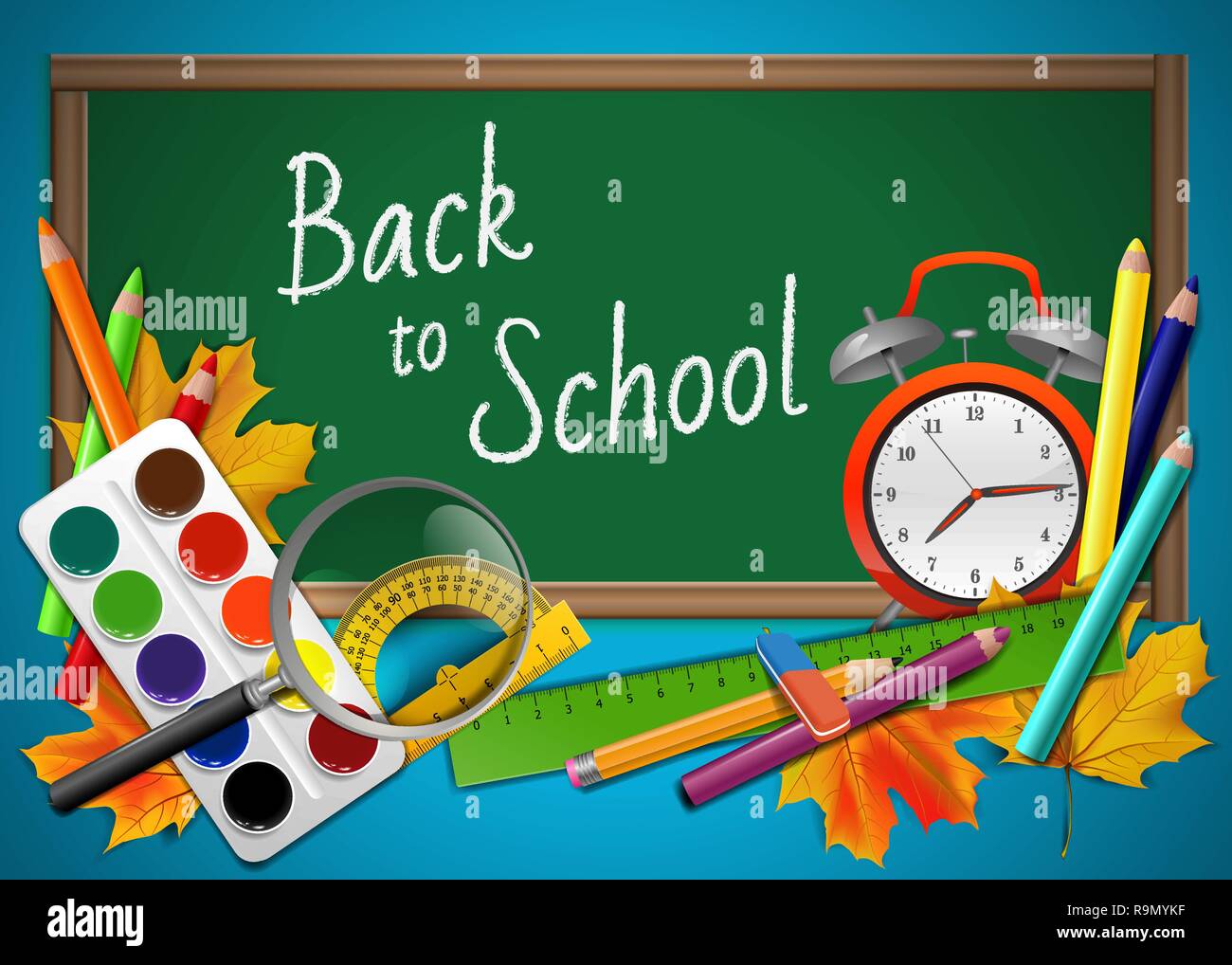 Back to school - vector background with school supplies Stock Vector ...