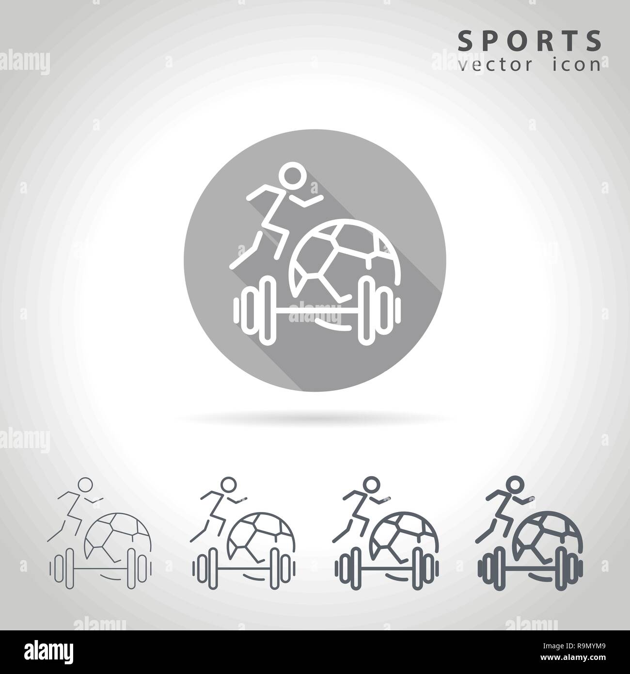 Sports outline icon set, collection of football, soccer balls, vector ...