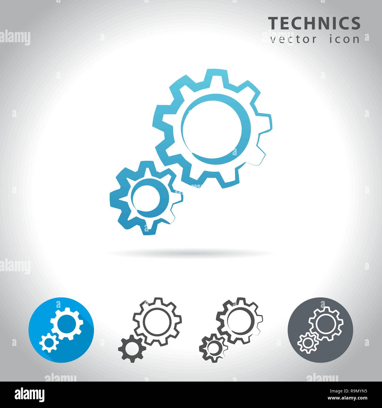 Technical icon set, collection of cogwheel icons, vector illustration ...
