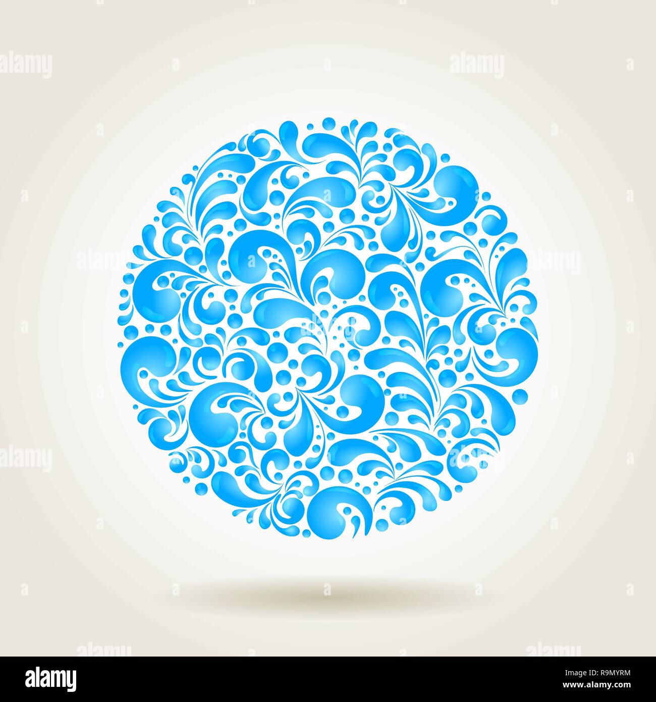 Circle water drops decoration made of swirls shapes, vector ...