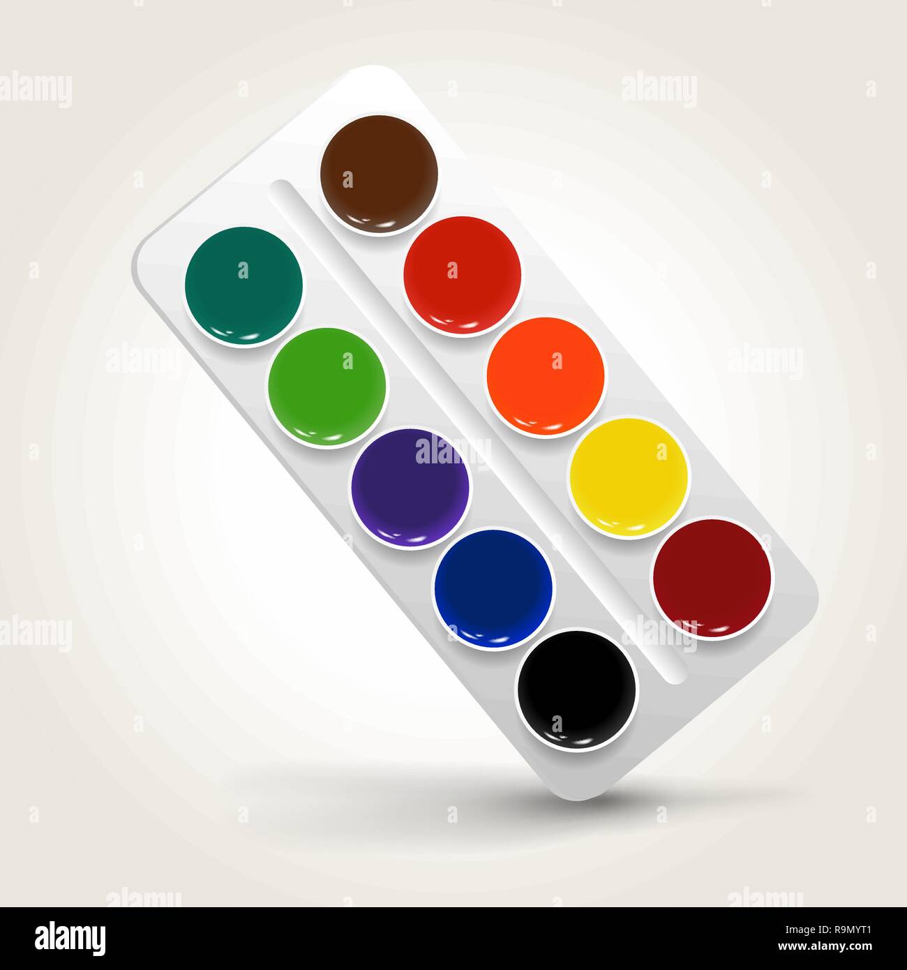 Watercolor paints in a box, vector illustration Stock Vector Image ...