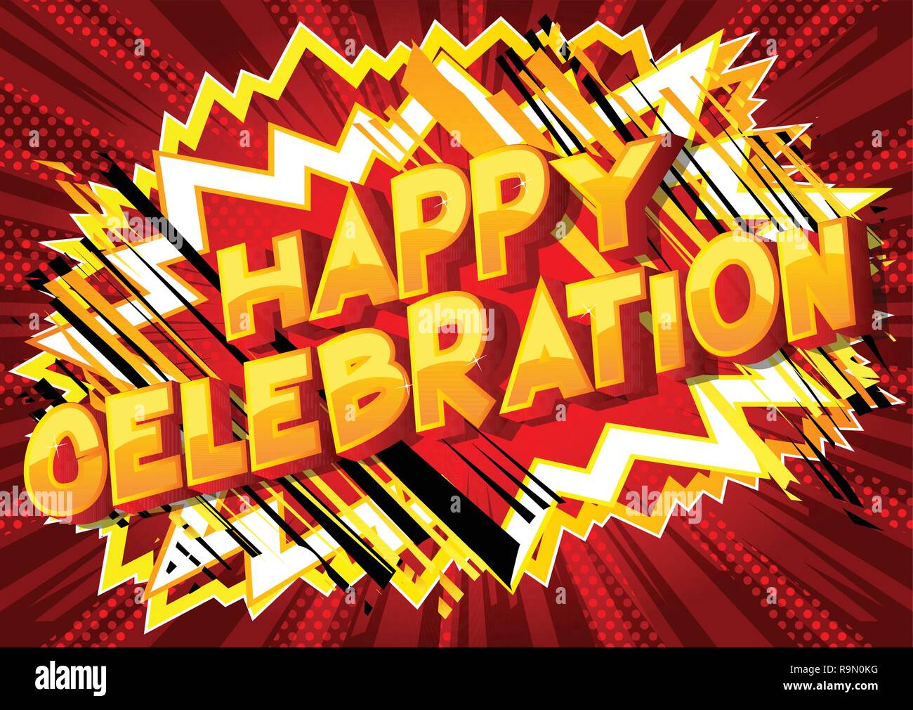 Happy Celebration - Vector illustrated comic book style phrase on ...