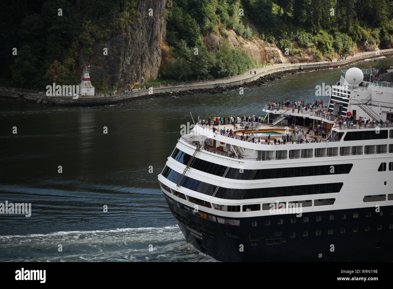 Beautiful Ship Passes Stanley Park Walkway Stock Photo - Alamy