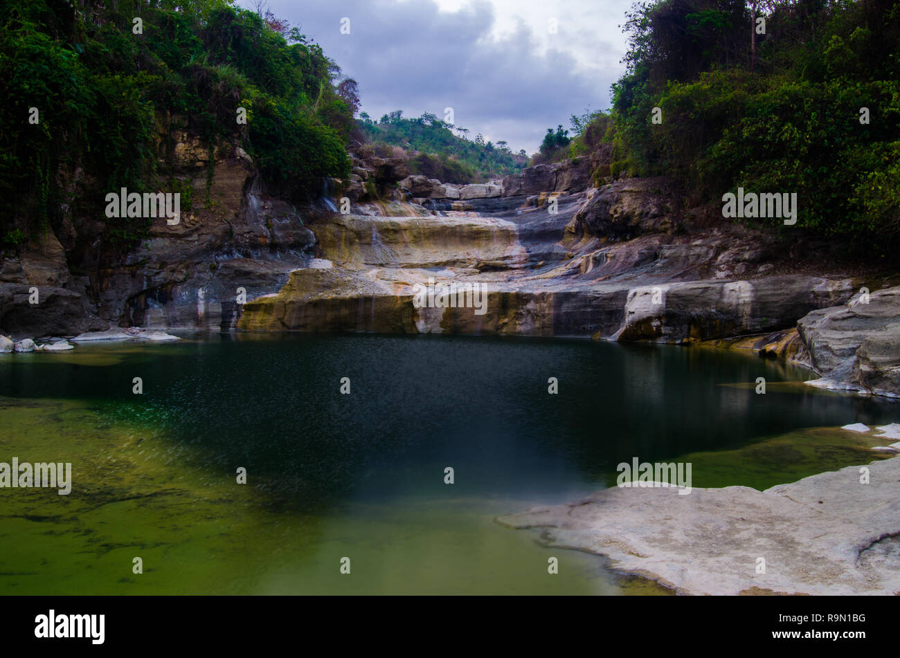 Beautiful green lakes and small waterfalls Stock Photo - Alamy