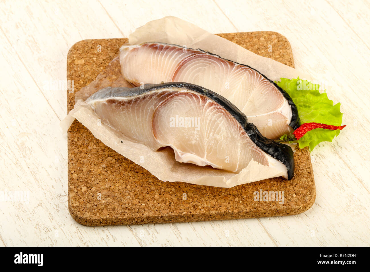 Raw juicy shark steak ready for grill Stock Photo - Alamy