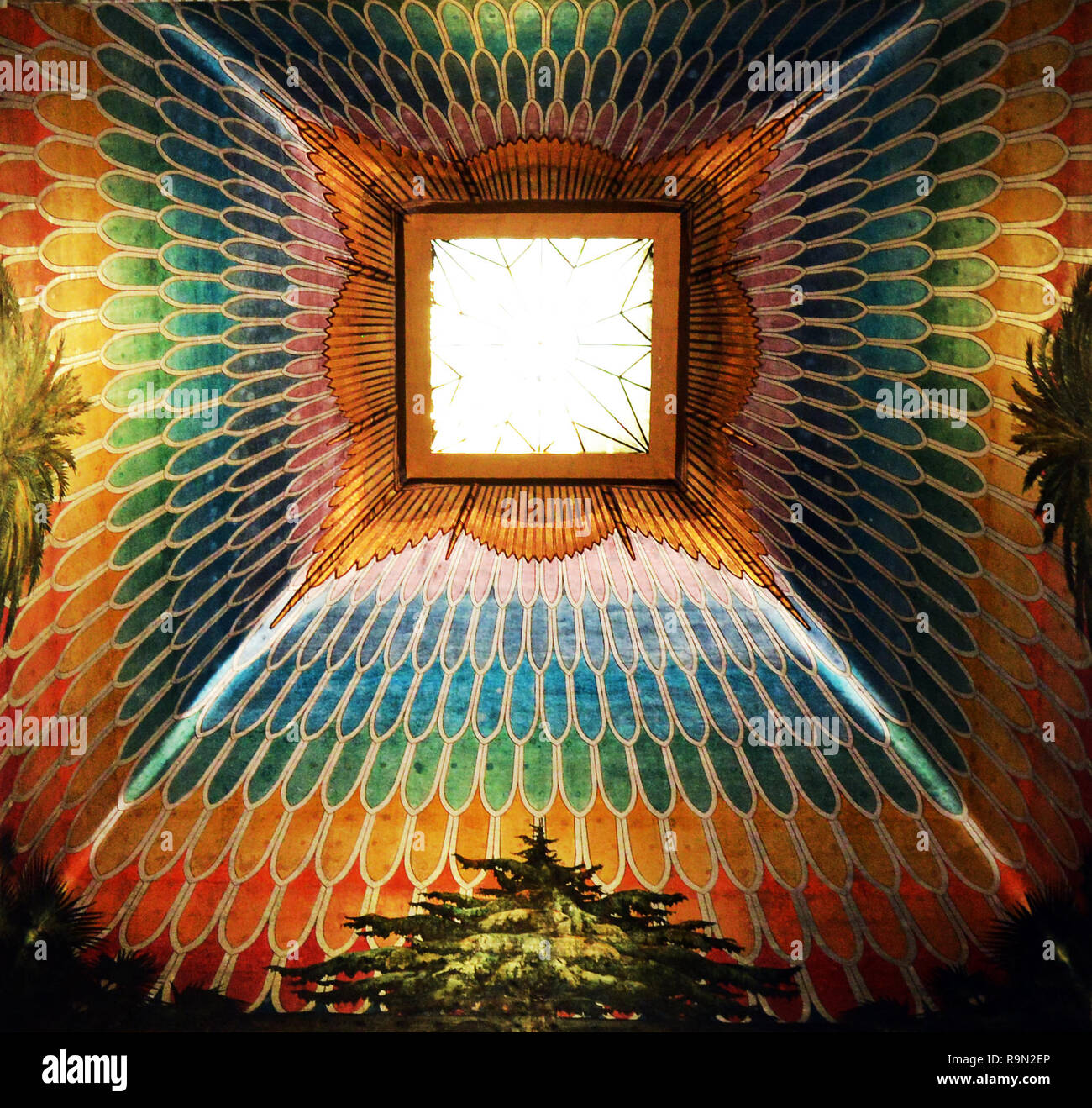 The colorful square shape dome of the Jewish synagogue in Rome Stock ...