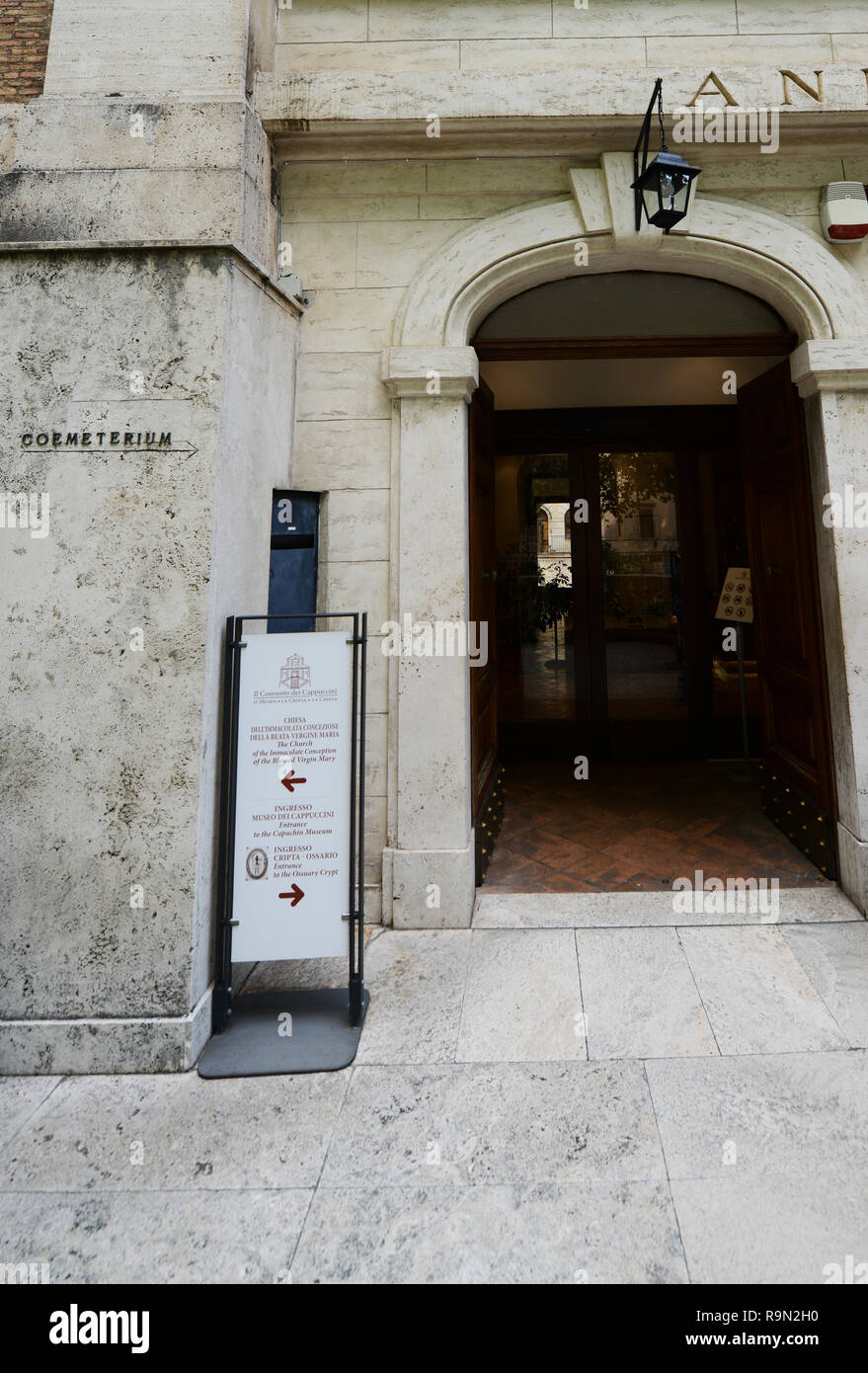 Entrance to the Museum and Crypt of the Capuchin Friars in Rome Stock ...