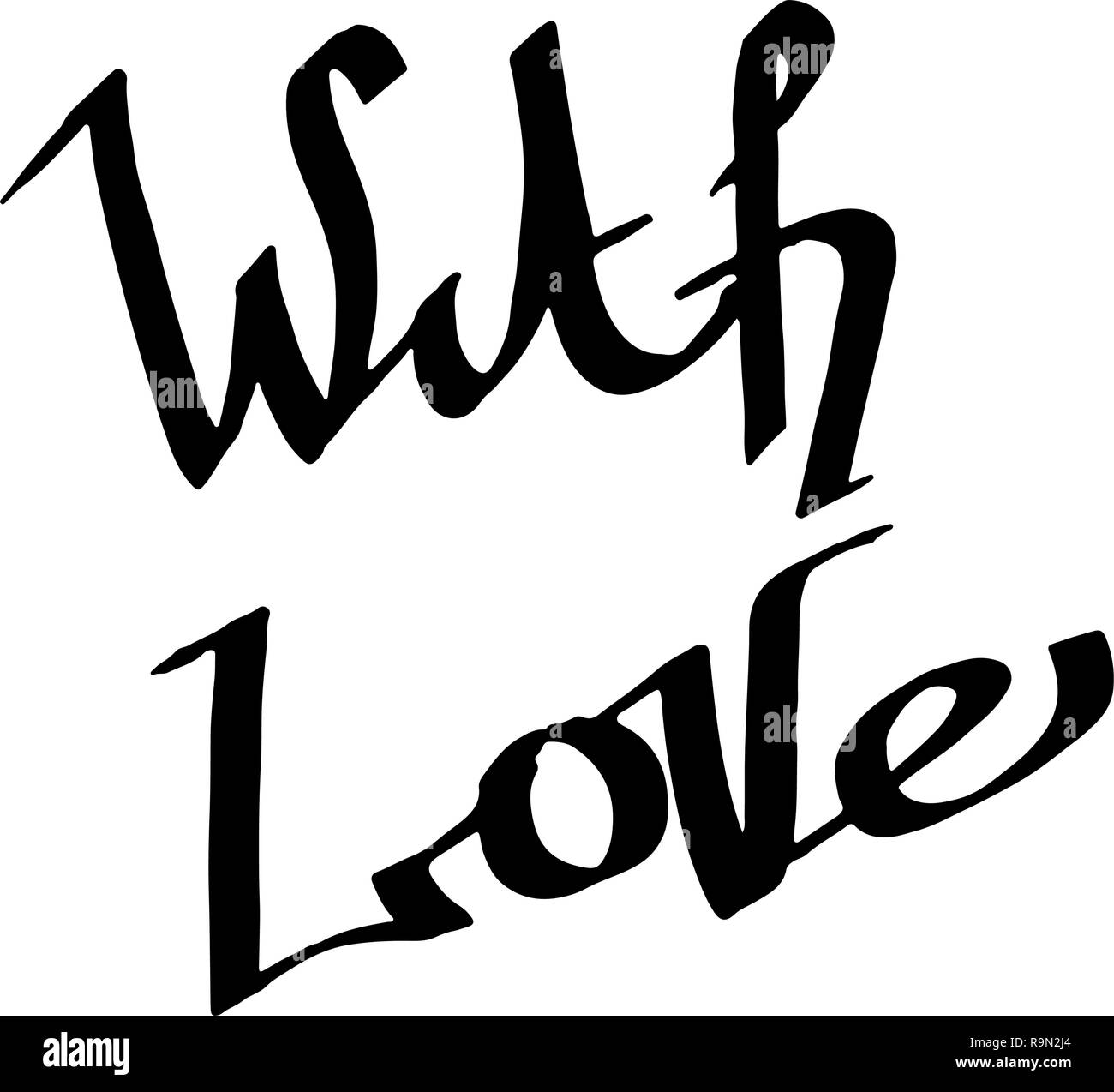 Vector With Love handwriting monogram calligraphy. Black and white ...