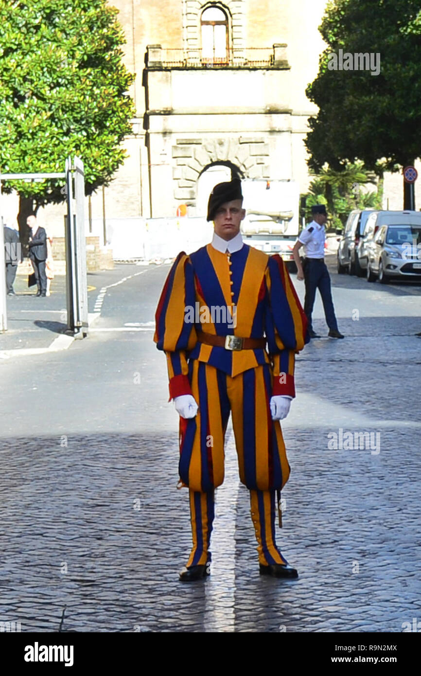 The Pope Swiss guards in the Vatican city Stock Photo - Alamy
