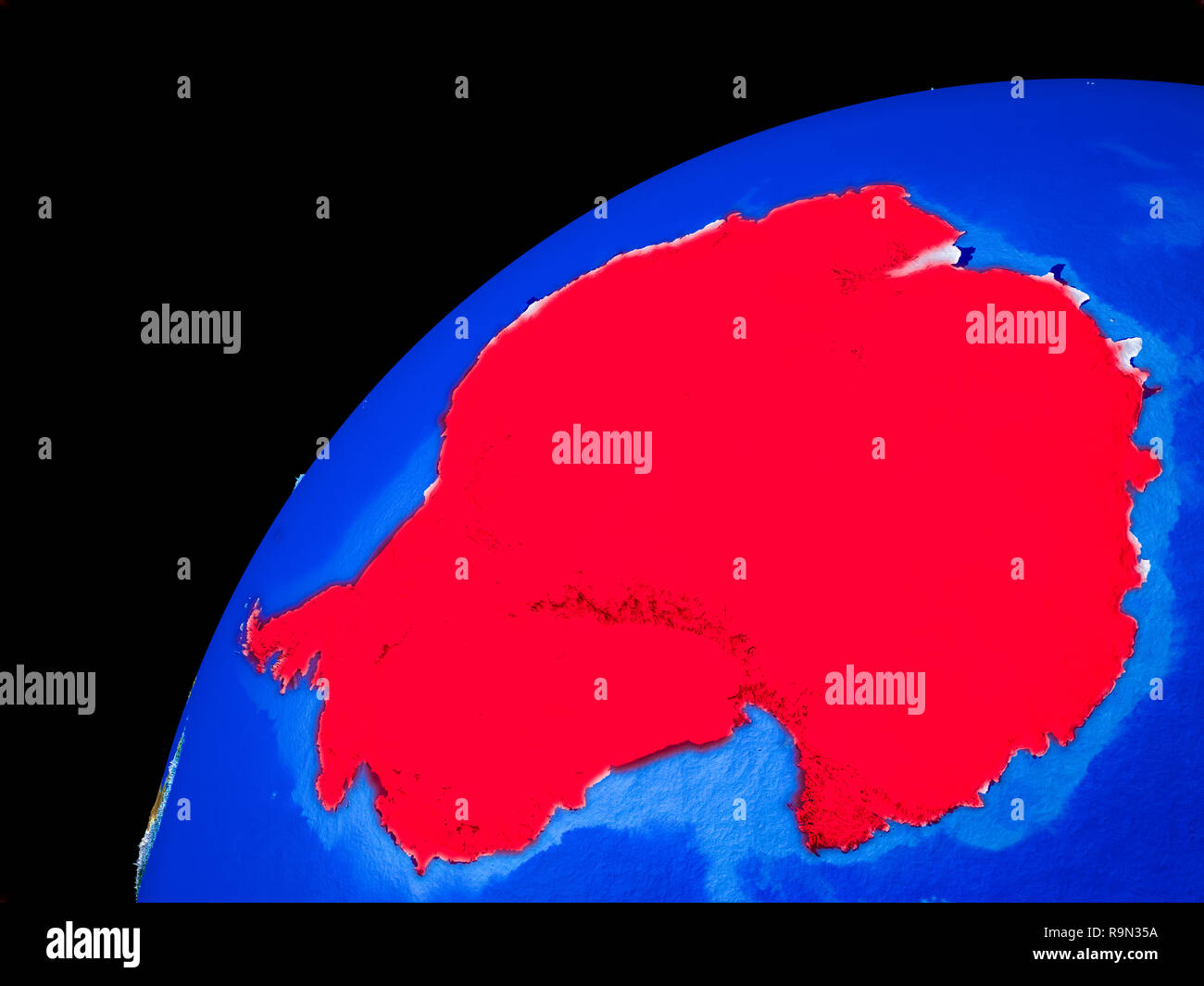 Antarctica from space. Planet Earth with country borders and extremely ...