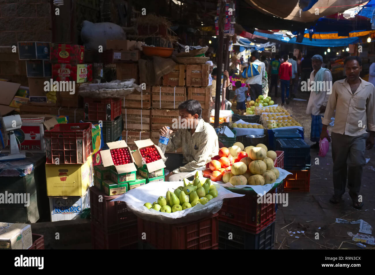 A vendor in Mahatma Jyotiba Phule Market or Crawford Market in Mumbai ...