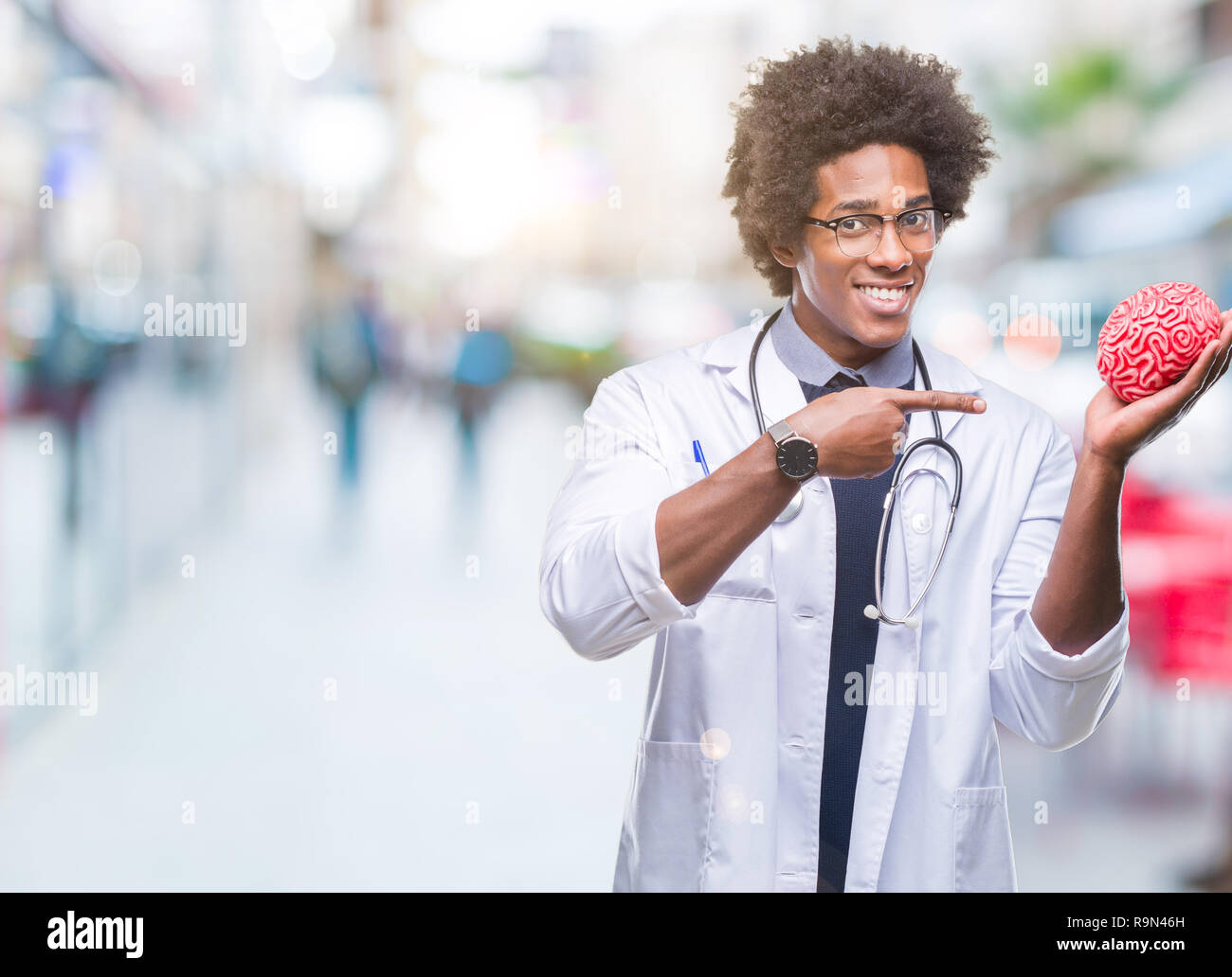 Afro american neurologist doctor or psychology man over isolated ...