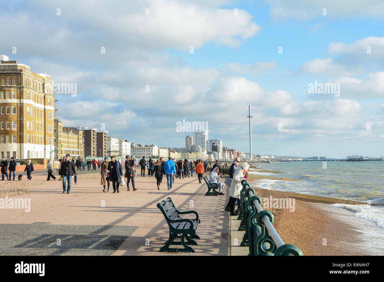 Sea view apartments on the Brighton seafront, East Sussex, England, UK ...