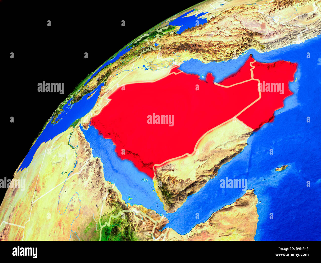 CCASG countries from space. Planet Earth with country borders and ...