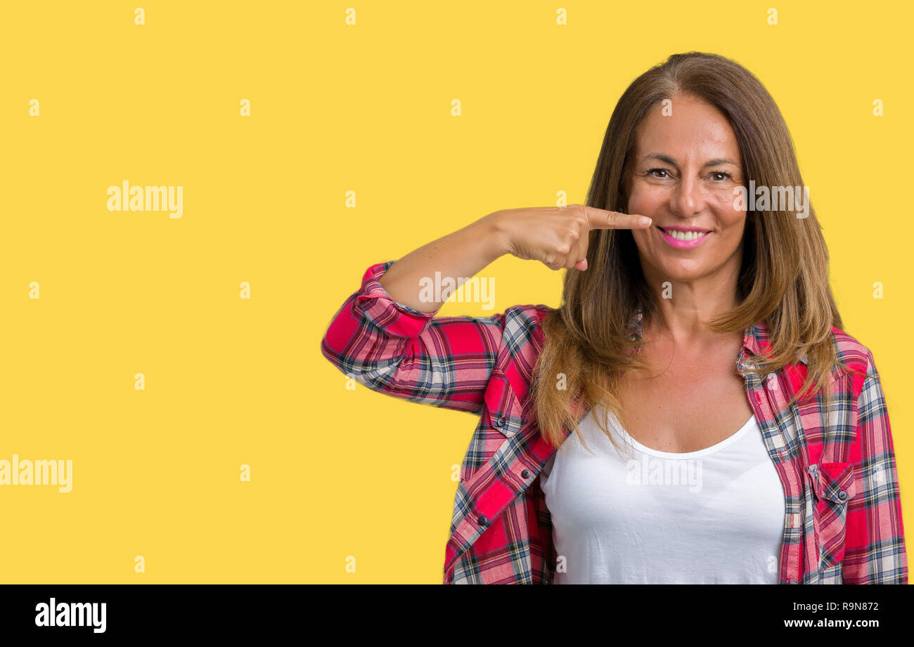 Woman finger pointing nose hi-res stock photography and images - Alamy