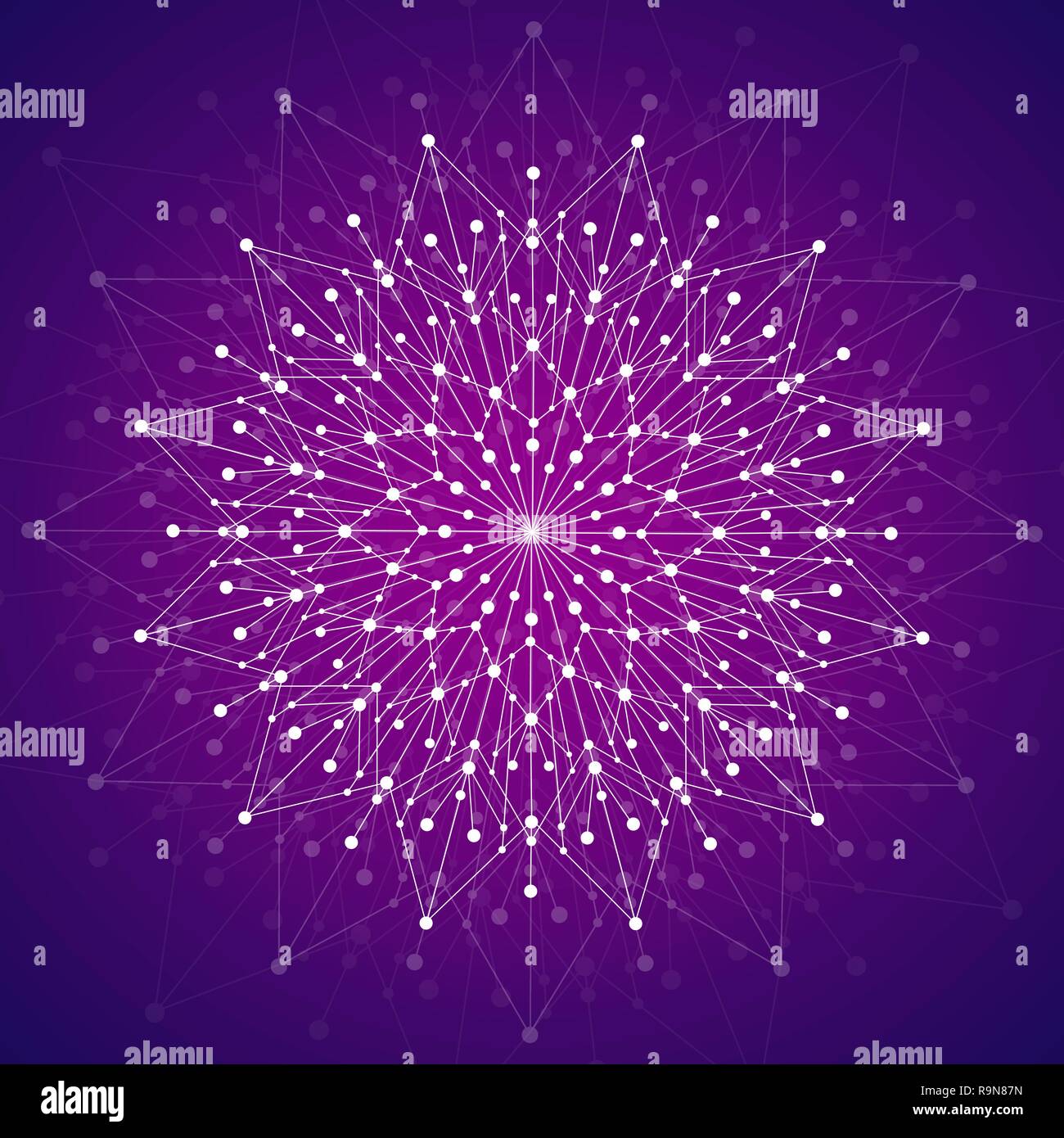Geometric pattern with connected lines and dots. Vector illustration on ...