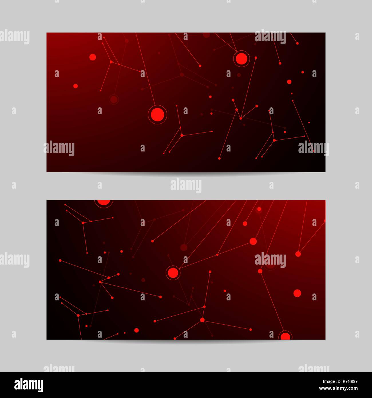 Set of horizontal banners. Geometric pattern with connected lines and ...