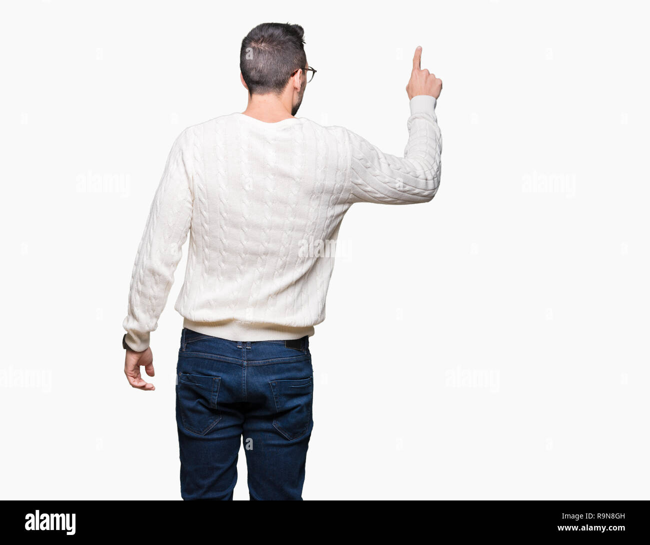 Young handsome man wearing glasses over isolated background Posing ...