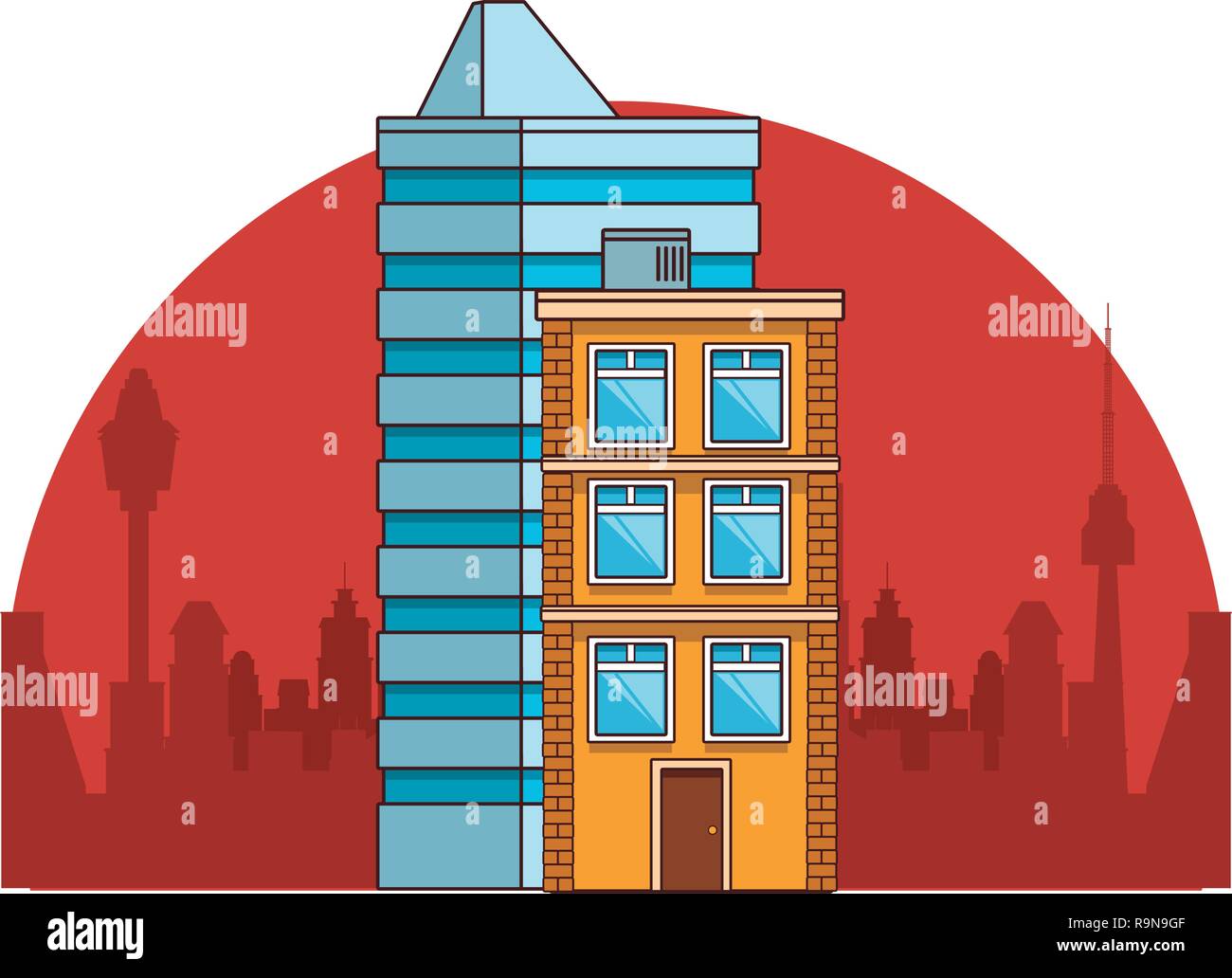 real state buildings cartoon Stock Vector Image & Art - Alamy