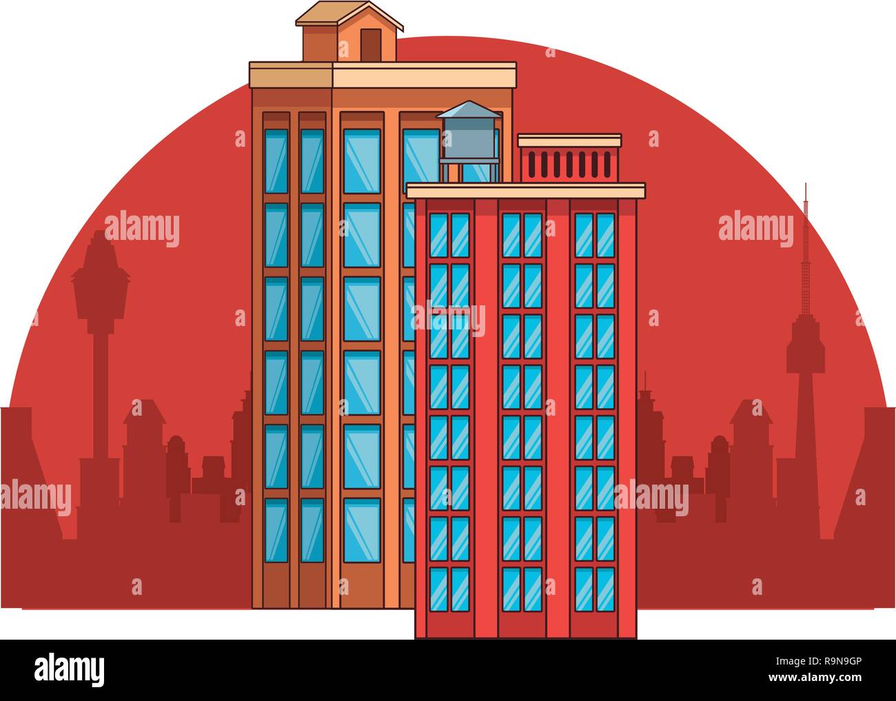 real state buildings cartoon Stock Vector Image & Art - Alamy