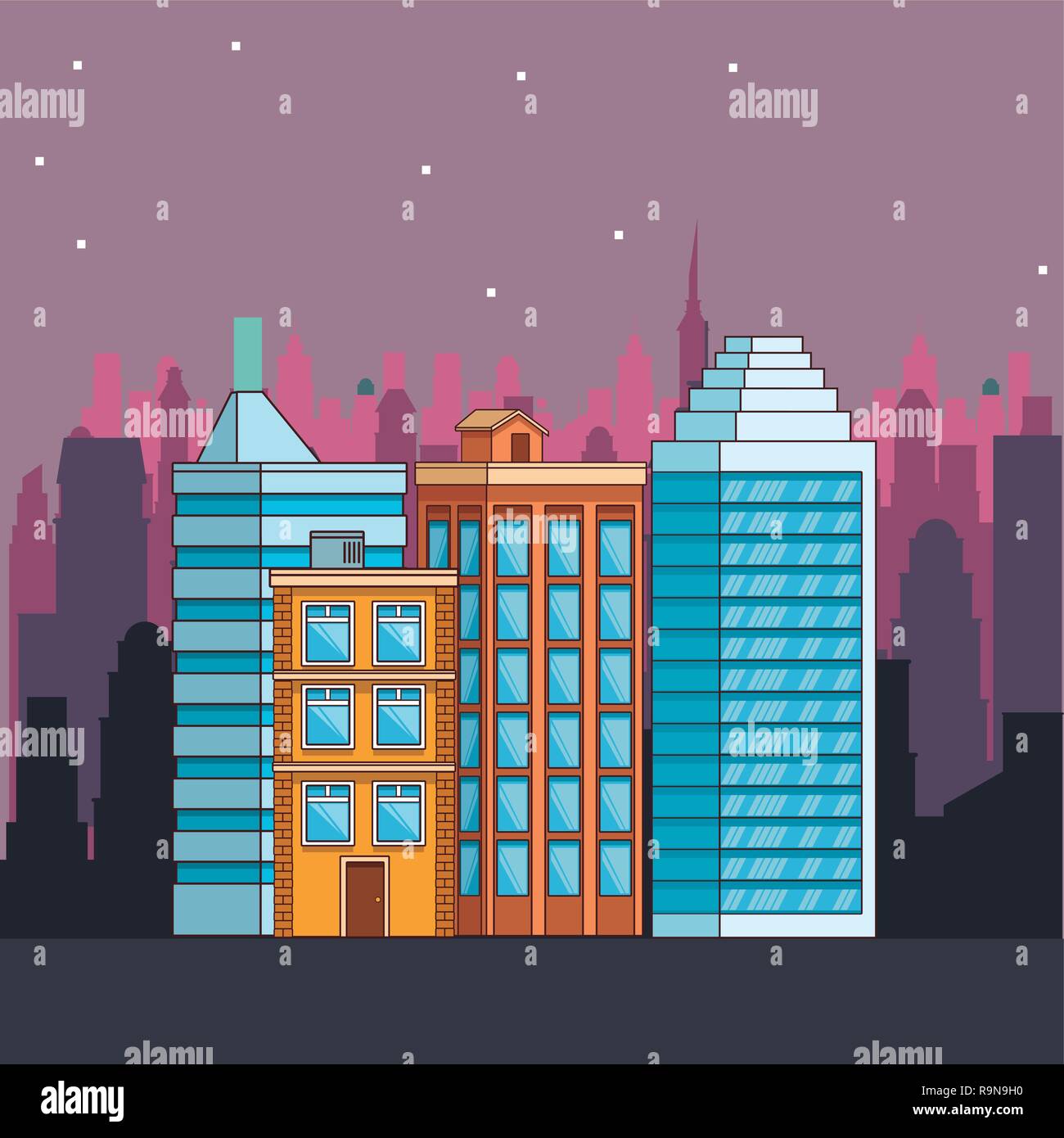 real state buildings cartoon Stock Vector Image & Art - Alamy