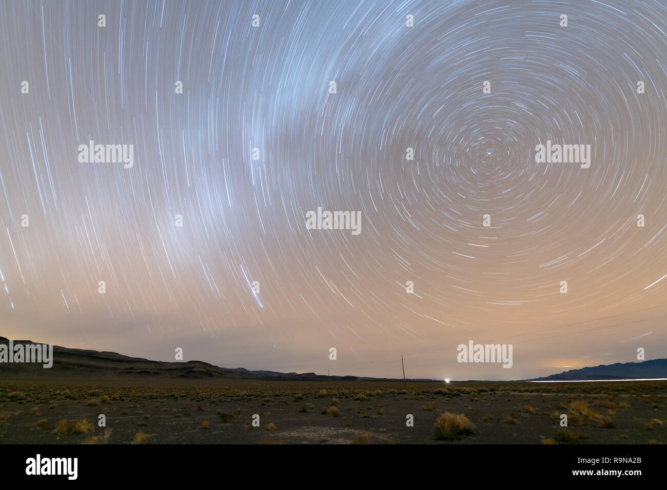 Circular star trails in the desert sky in Nevada, USA Stock Photo - Alamy