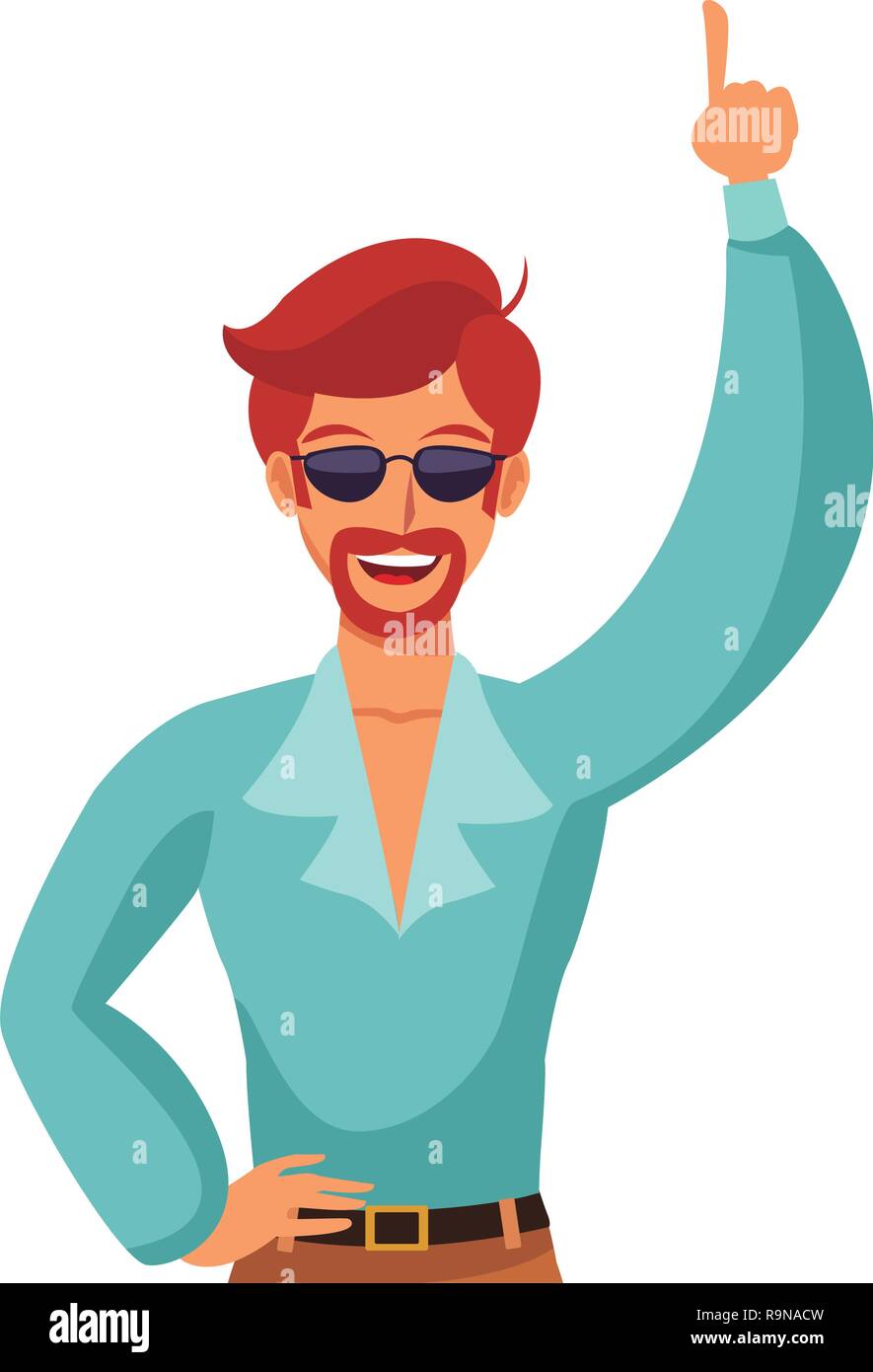 Man with beard 70s Stock Vector Images - Alamy
