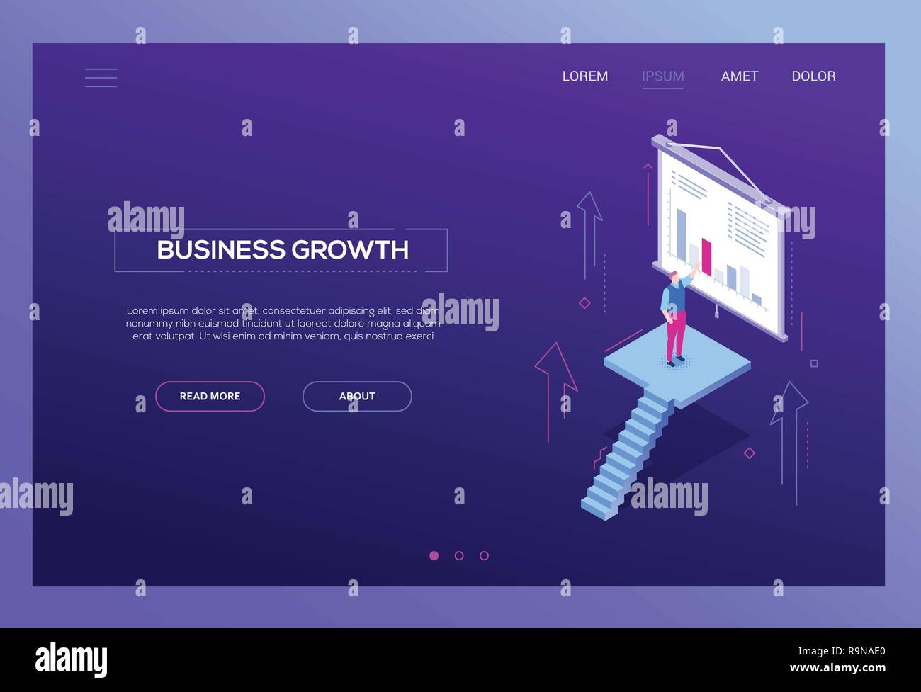 Business growth - modern isometric vector web banner Stock Vector Image ...