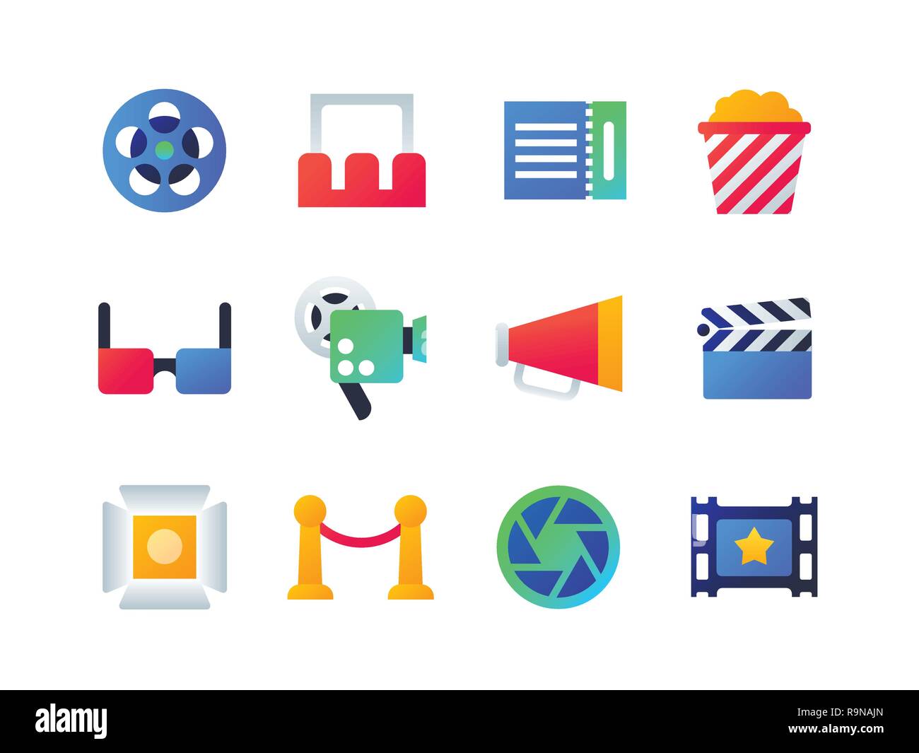 Cinema set icon projector Cut Out Stock Images & Pictures - Alamy