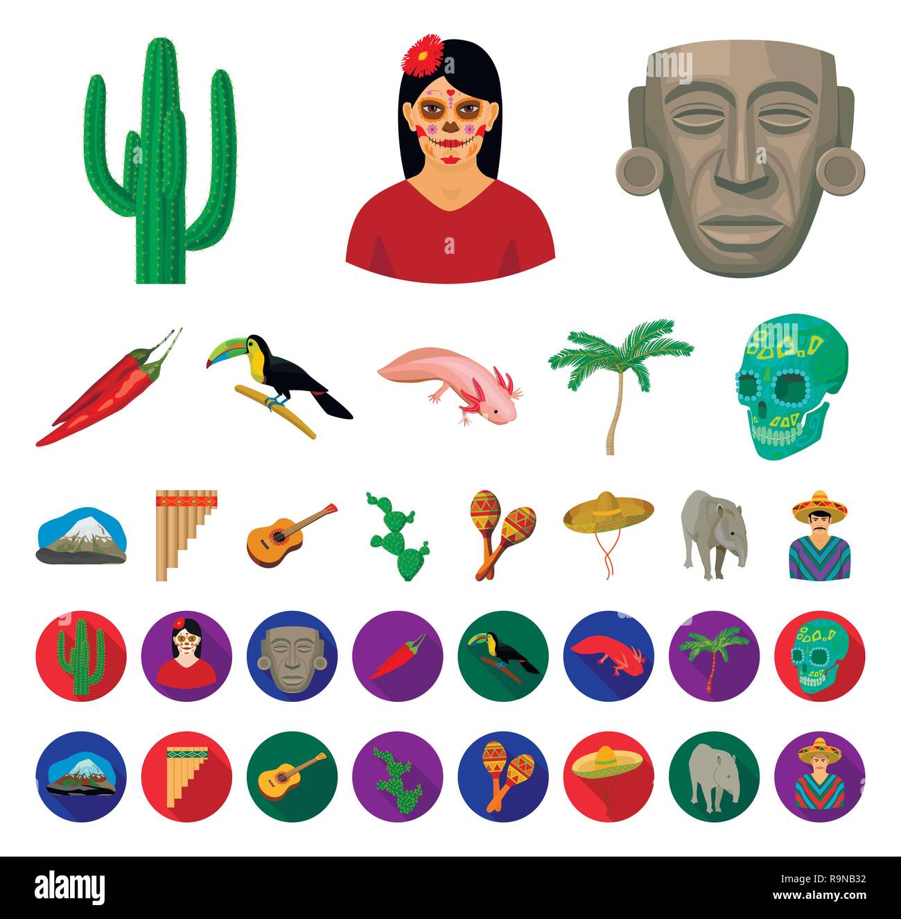 Country Mexico cartoon,flat icons in set collection for design. Mexico ...