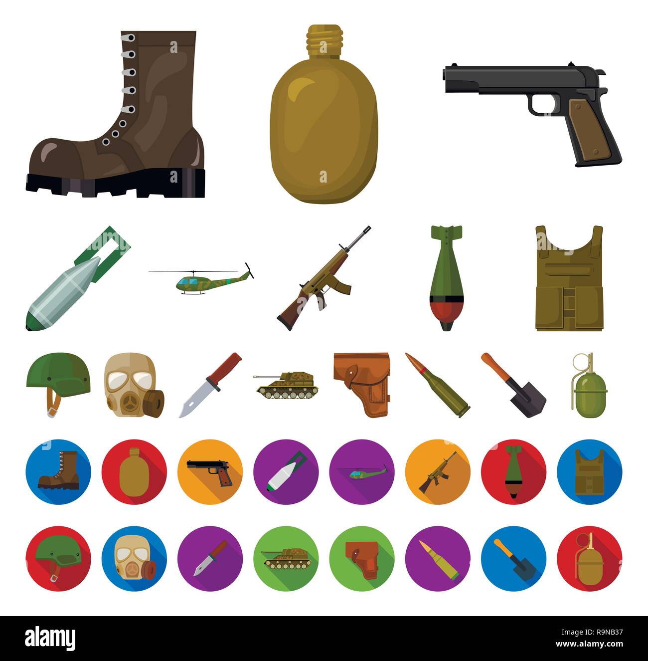 Army and armament cartoon,flat icons in set collection for design ...