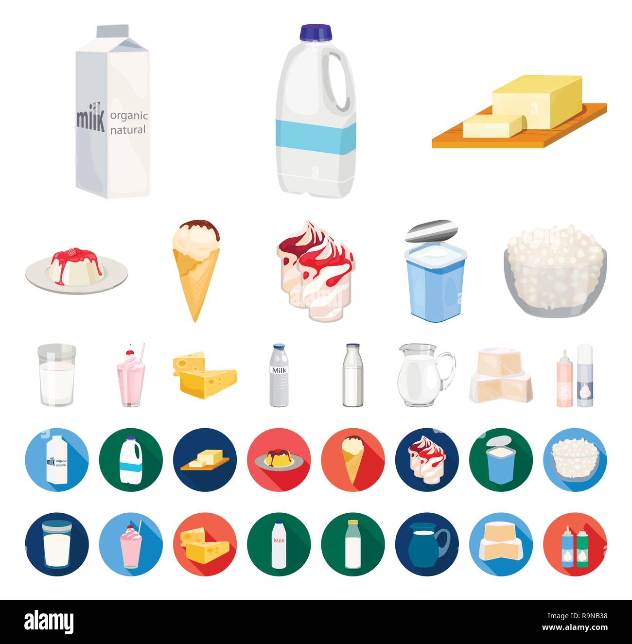 Milk product cartoon,flat icons in set collection for design.Milk and ...