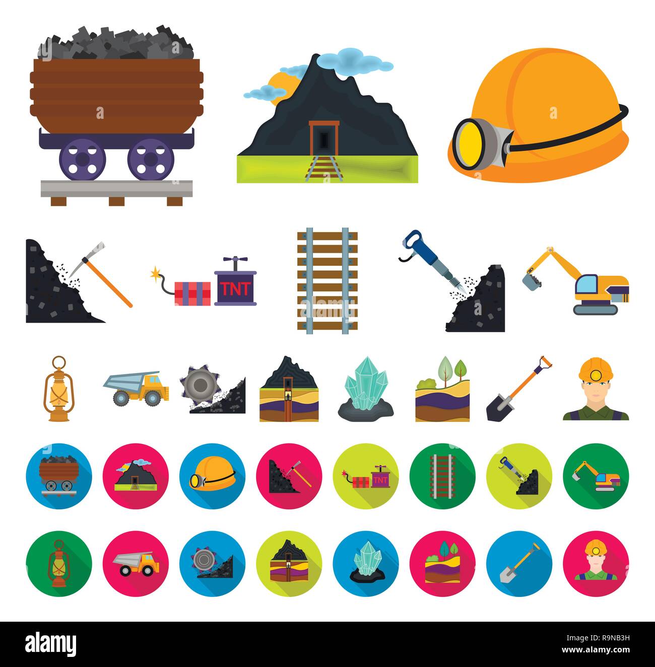 Mining industry cartoon,flat icons in set collection for design ...
