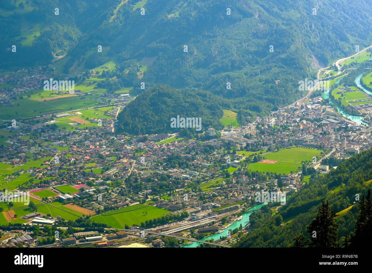 Aerial landscape of Interlaken city Stock Photo - Alamy