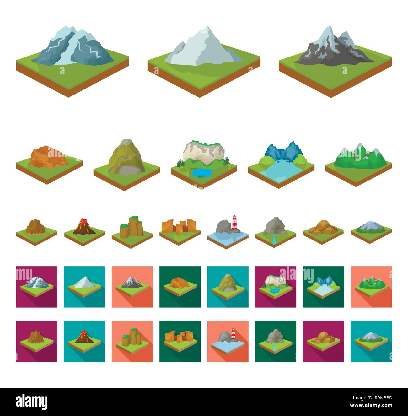Volcano Icons Set Vector Stock Vector Image 53938033