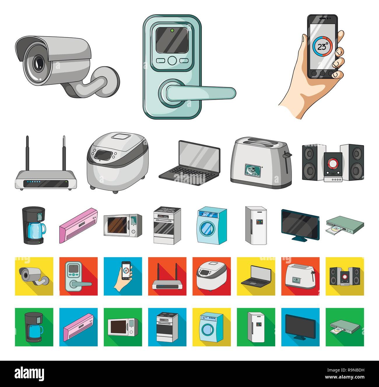 Smart home appliances cartoon,flat icons in set collection for design ...