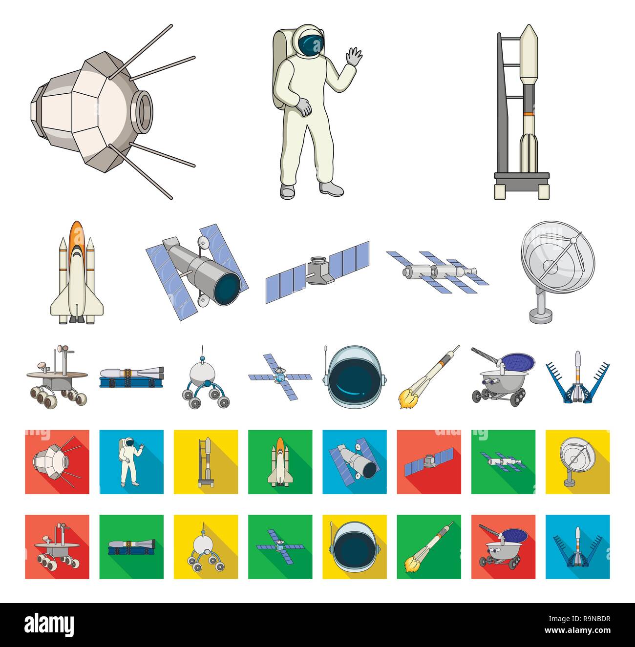 Space technology cartoon,flat icons in set collection for design ...