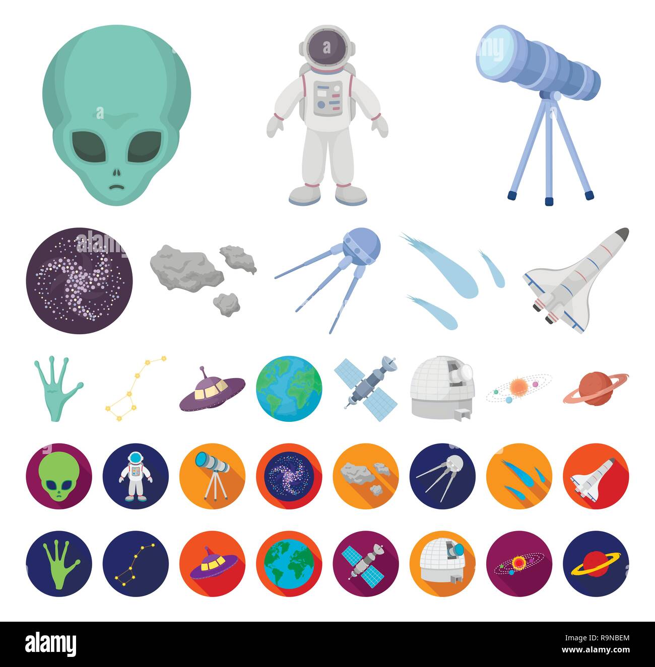 Space technology cartoon,flat icons in set collection for design ...