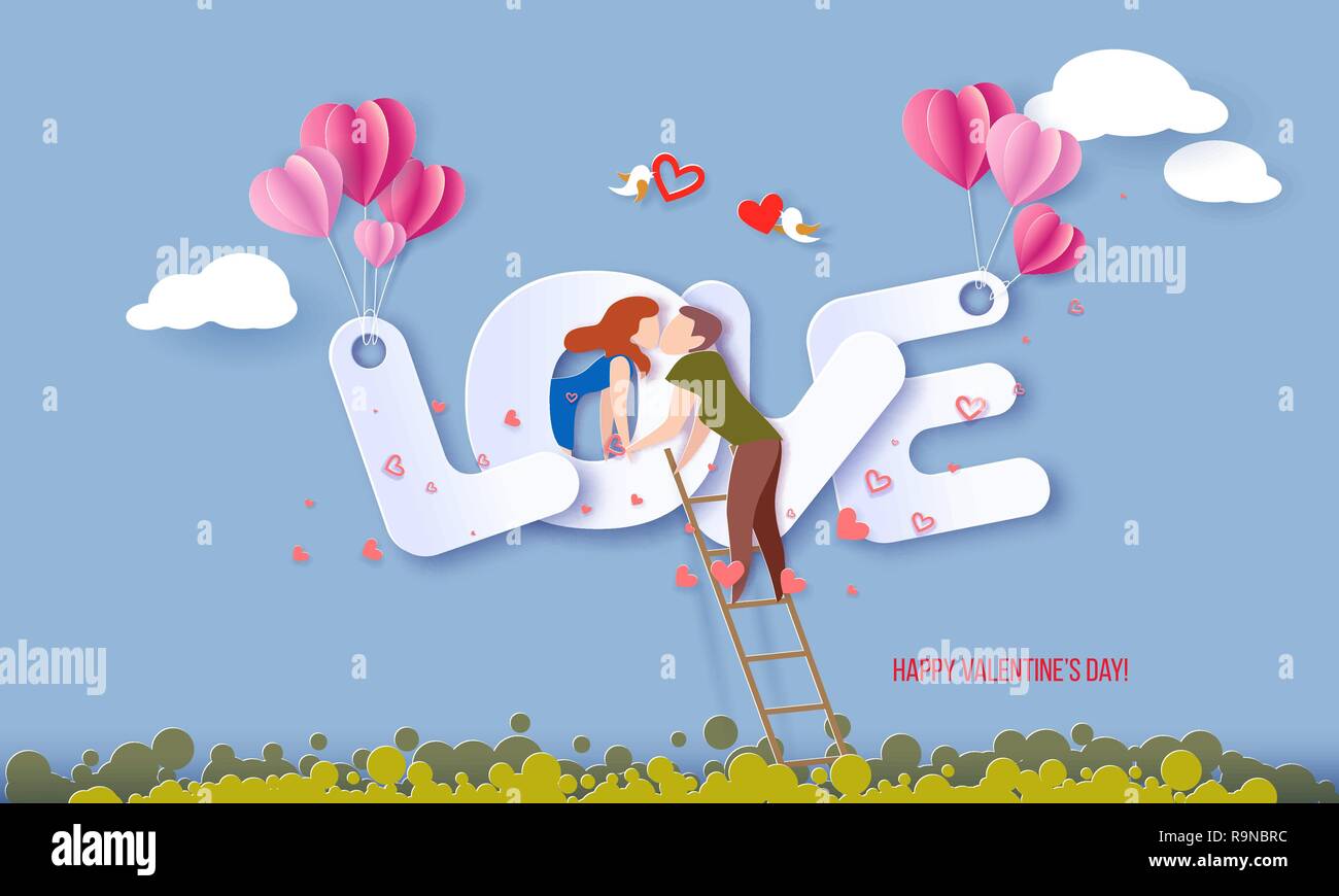 Girl kissing boyfriend illustration hi-res stock photography and images ...