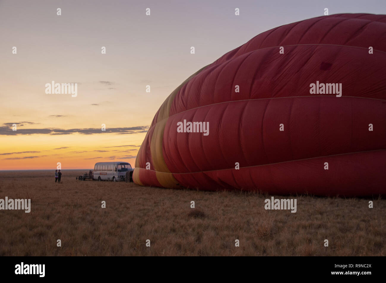 Hot air balloon inflating for a trip in the Australian outback. Broome ...