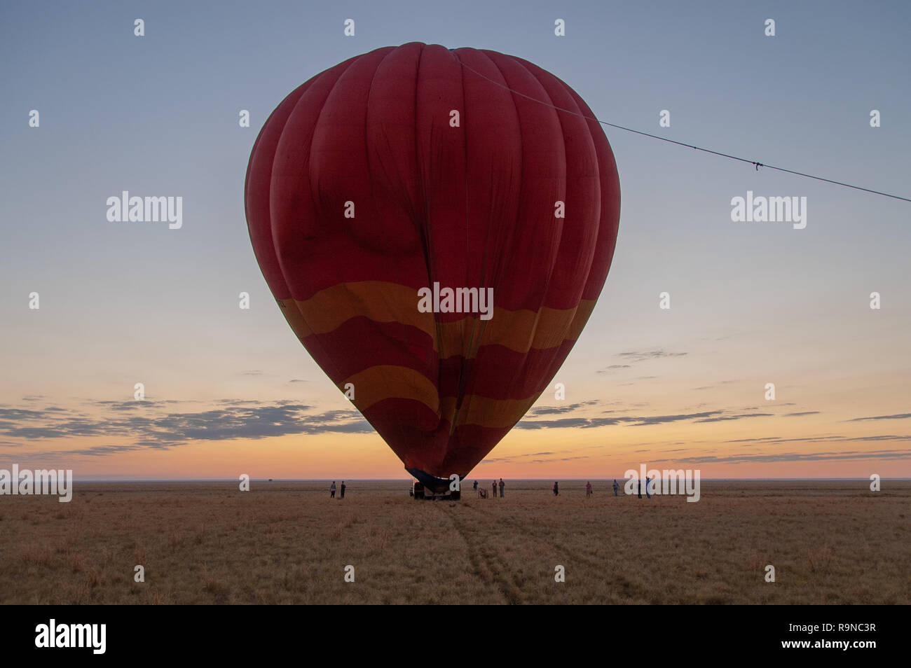 Hot air balloon inflating for a trip in the Australian outback. Broome ...