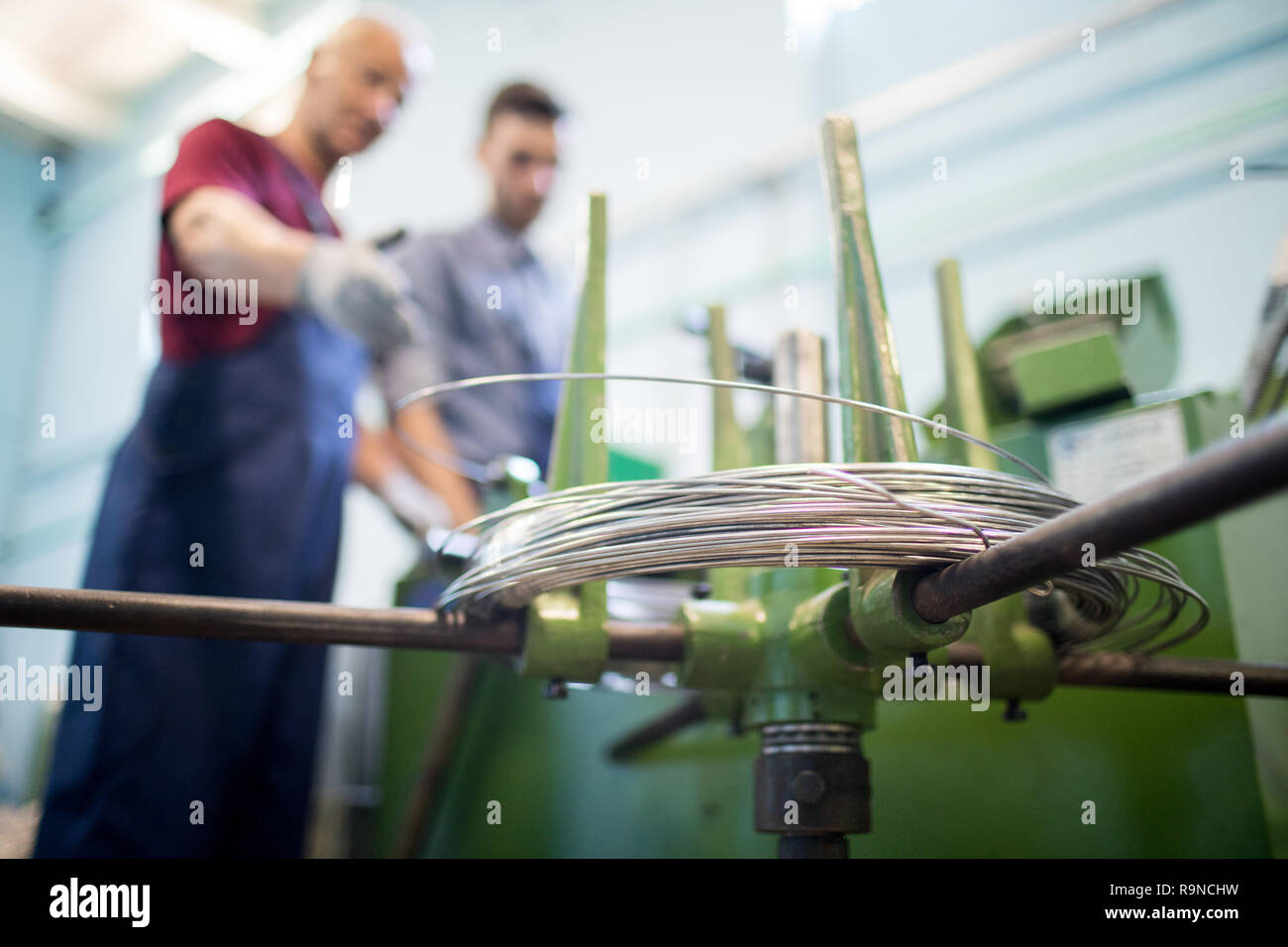Lathe machine is in operation Stock Photo - Alamy