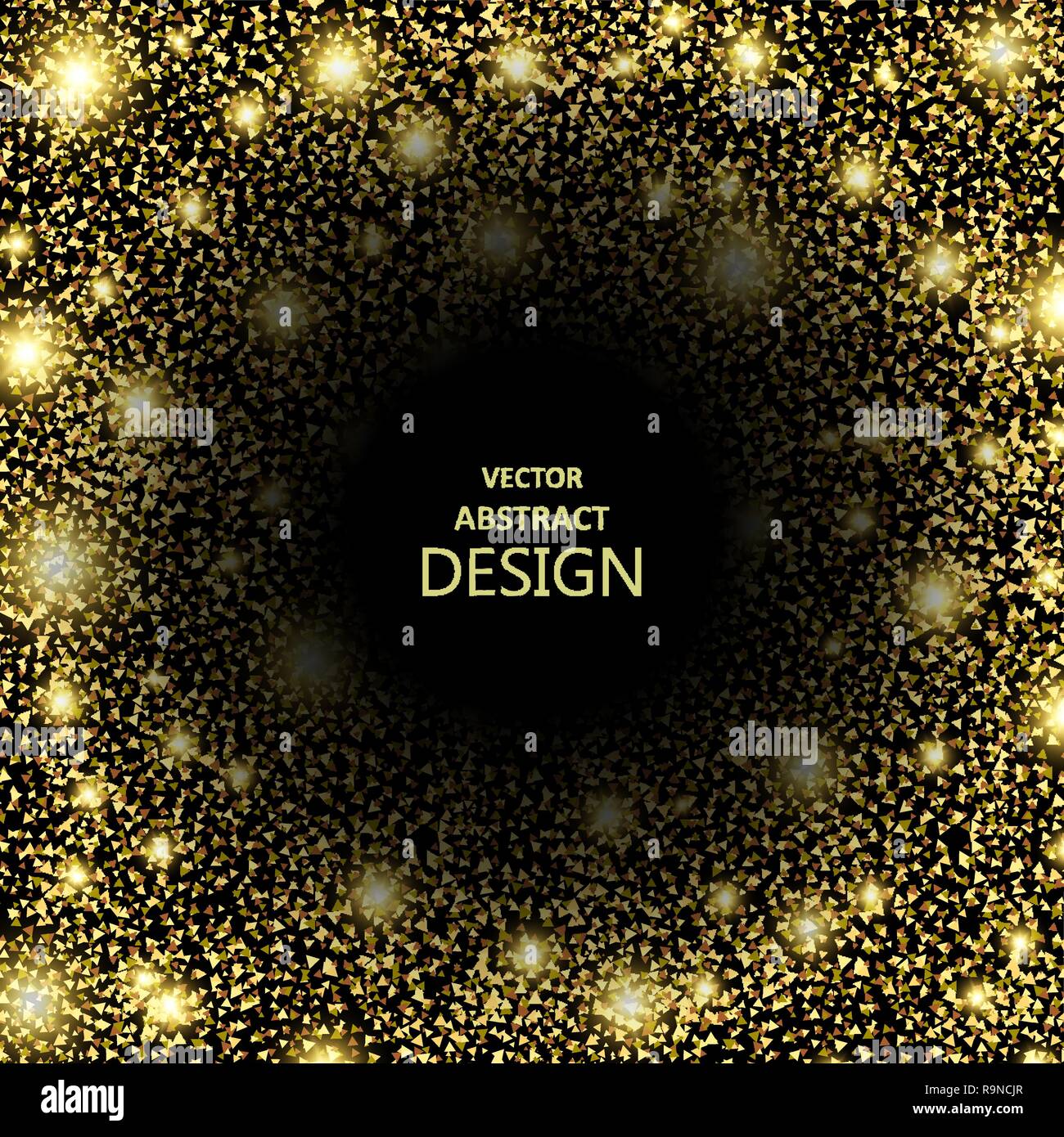 Abstract background from the shining gold particles on a black ...