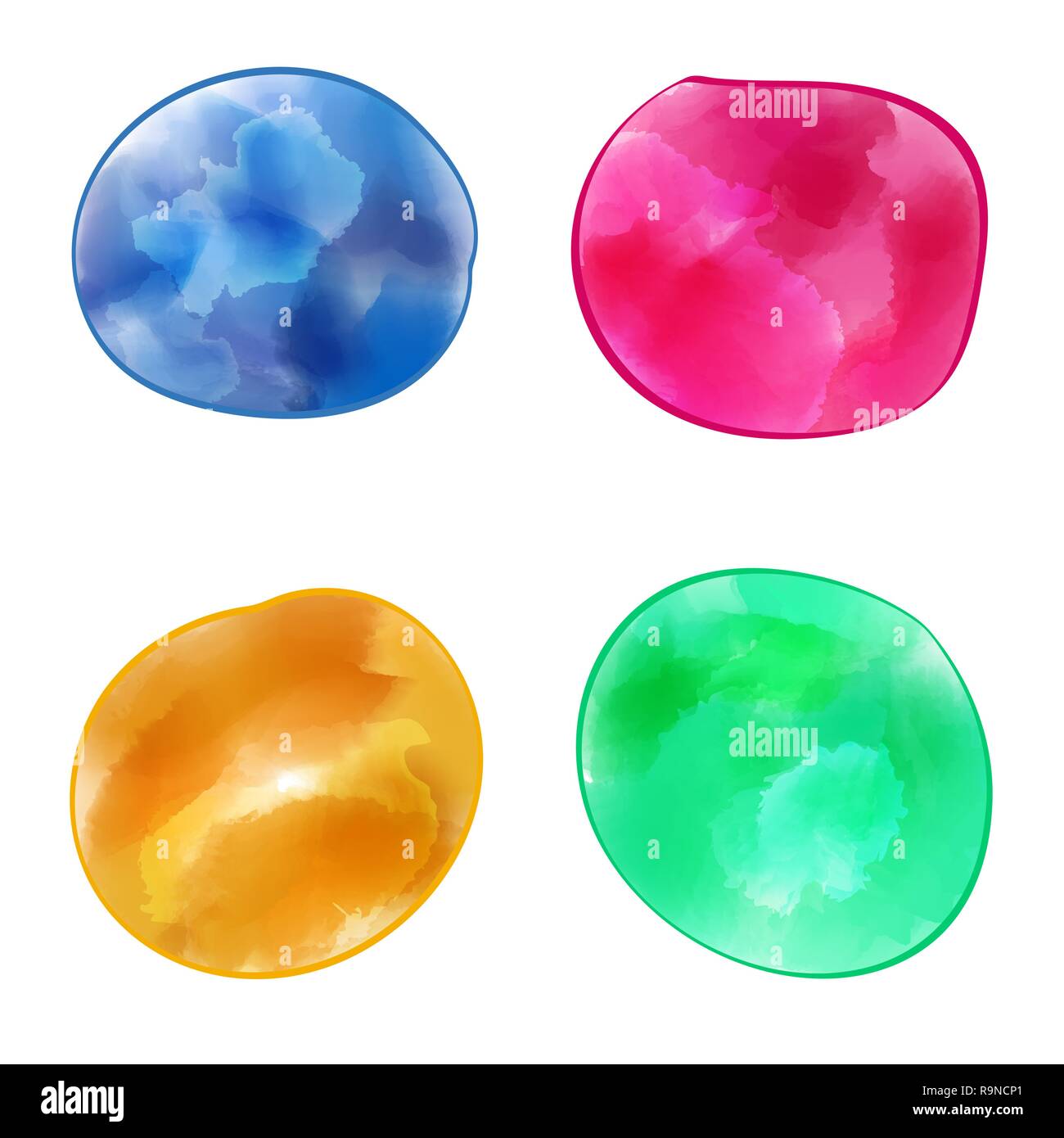 Set of water color color banners. Multi-colored spots of paint on a ...