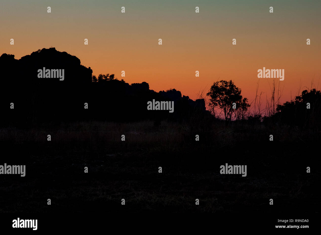 Sunset at Napier Downs, a cattle station in remote Western Australia ...